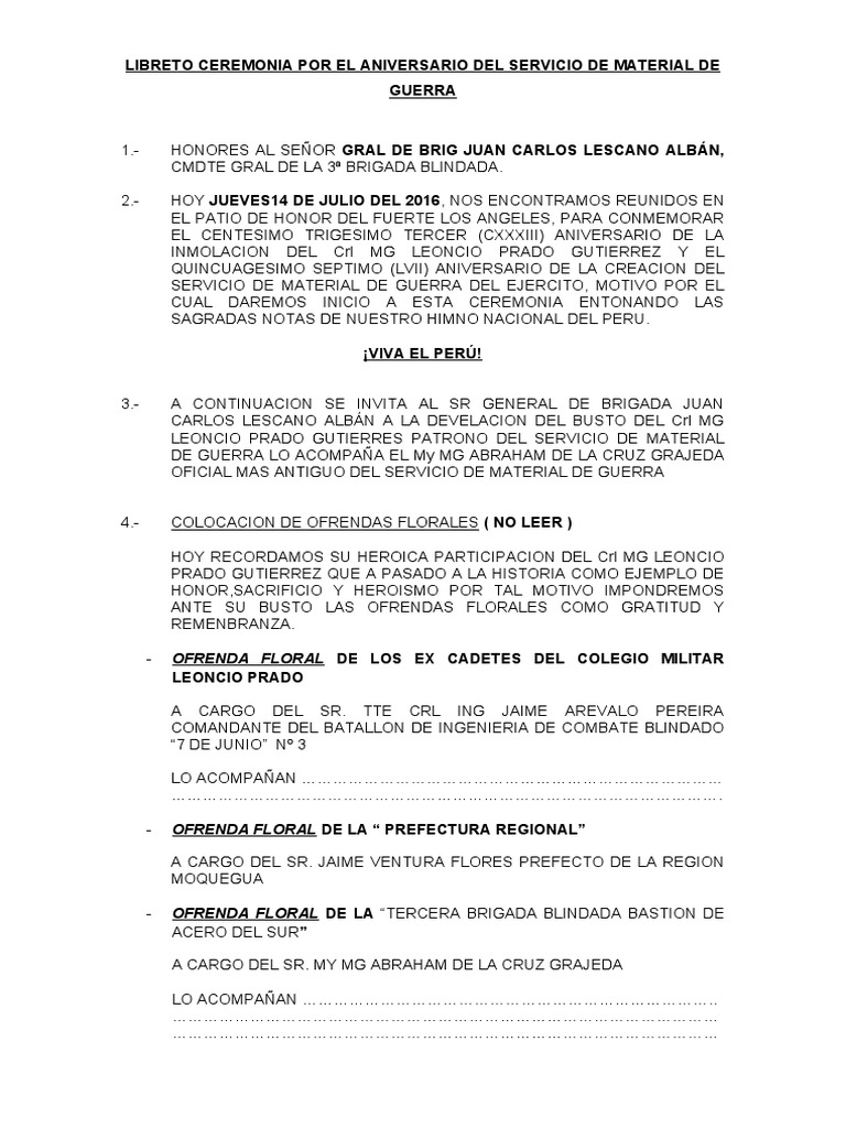 Libreto Por El Dia de Material de Guerra | PDF | Guerra | Conflictos ...