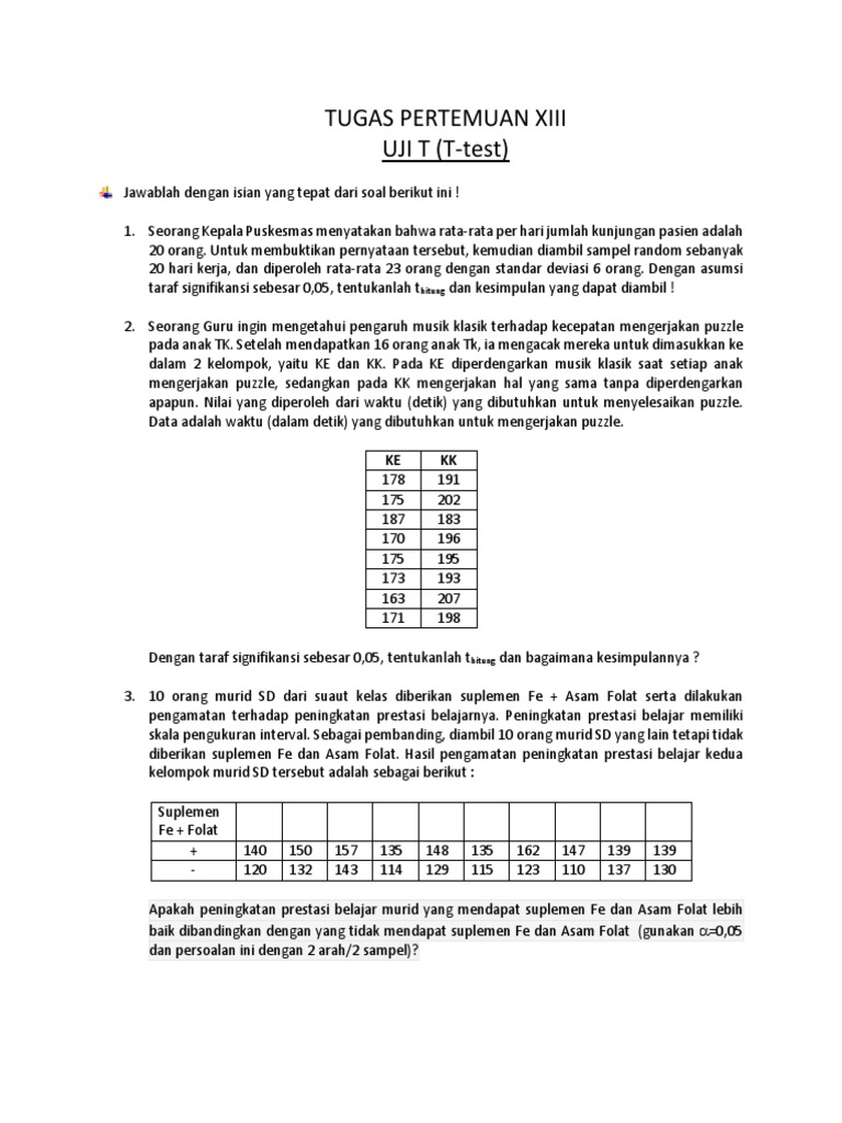 Analisis Uji T Untuk Riset Pendidikan Pdf