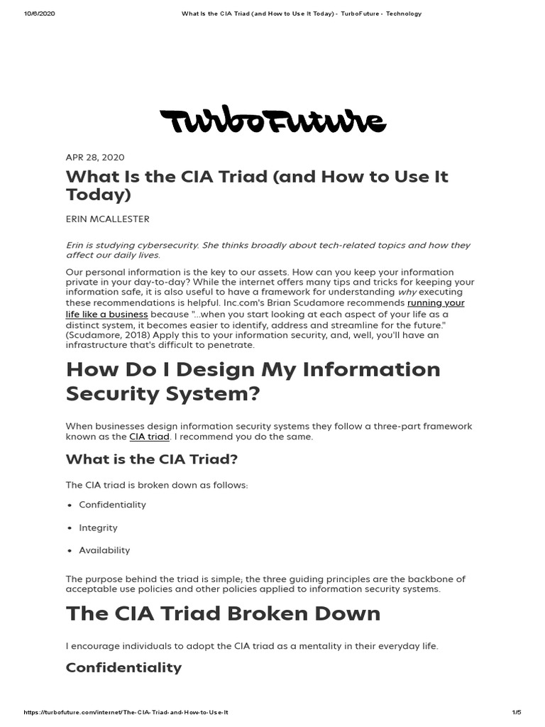 The CIA Triad-How To Use It Today | PDF | Information Security | Password