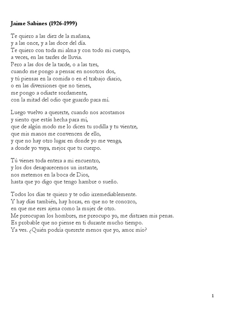 Jaime Sabines (1926-1999) y su poesía | PDF | Amor