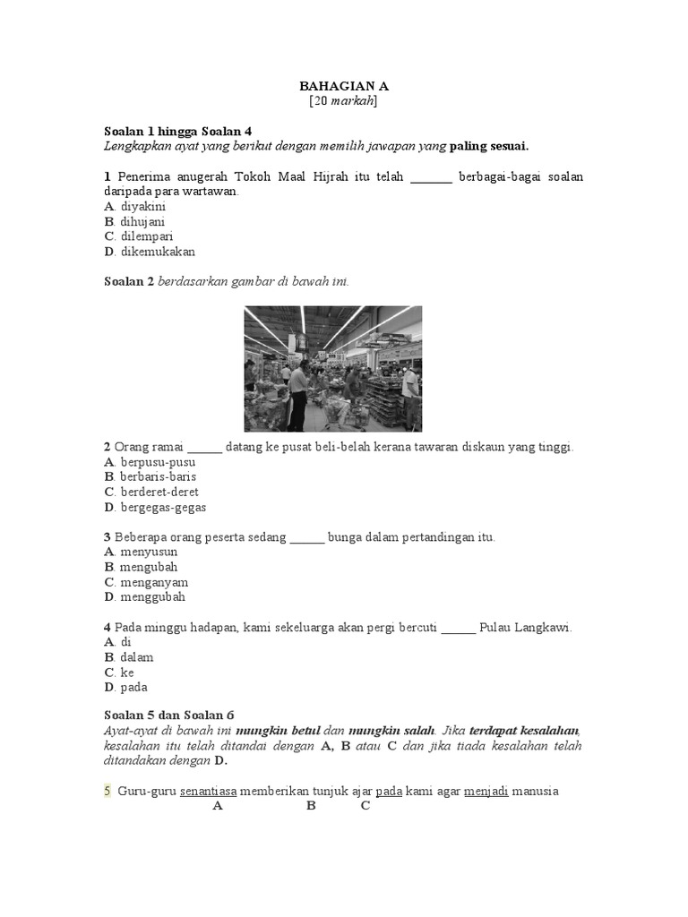 Lengkapkan Ayat Yang Berikut Dengan Memilih Jawapan Yang Paling Sesuai | PDF