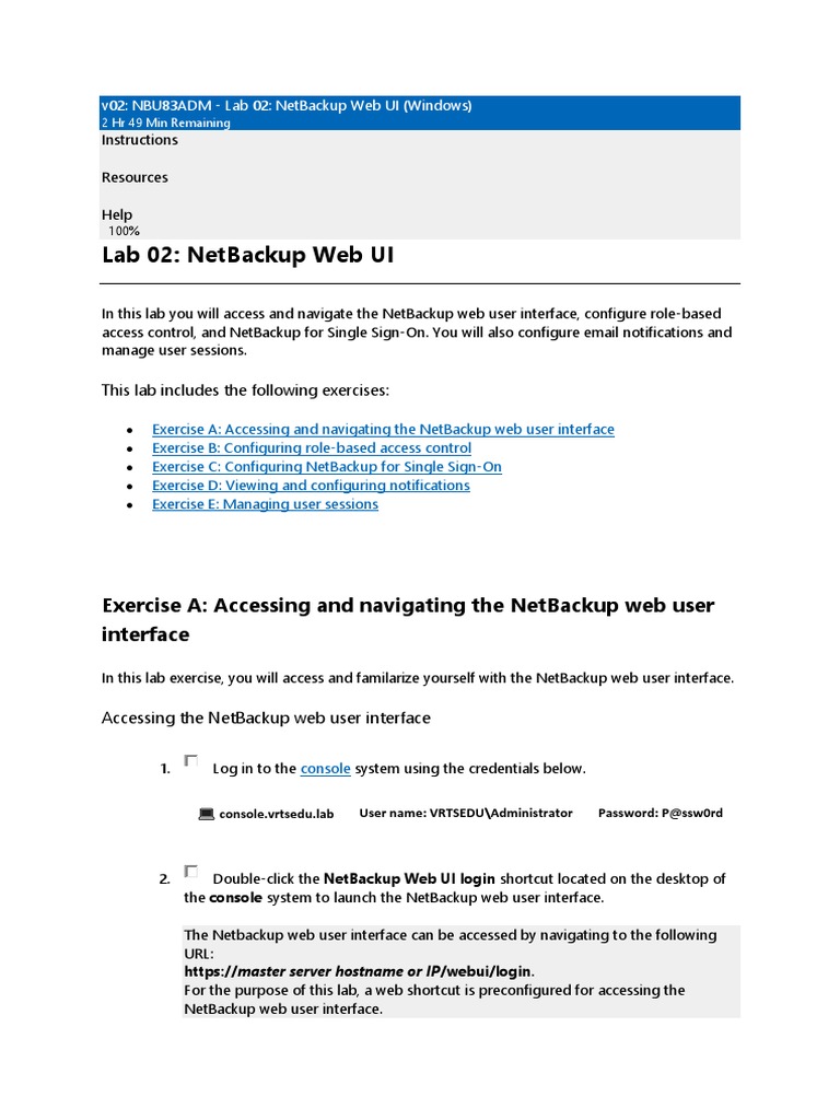 NetBackup Web UI Lab Guide | PDF | Internet & Web | World Wide Web