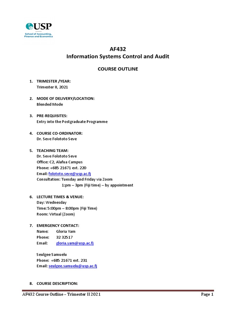 AF432 Course Outline 2021 Updated 14 June 2021 | PDF | Test (Assessment ...