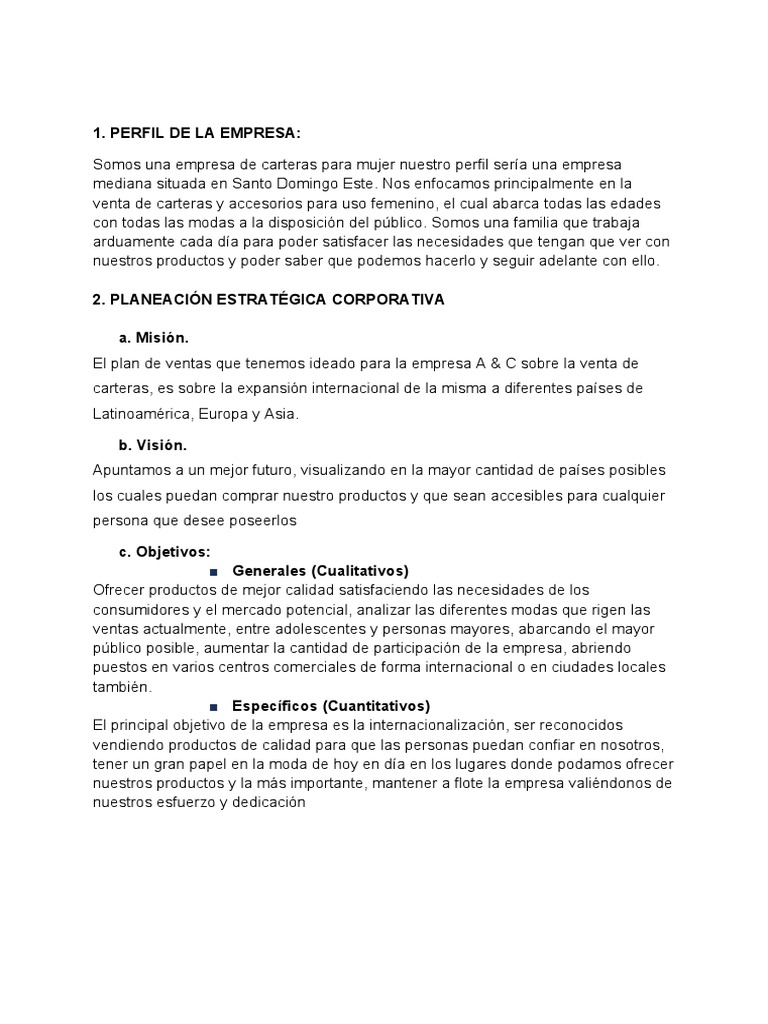 PRÁCTICA #3 - Proyecto de Empresa - Plan de Ventas-Parte-1 | Descargar ...