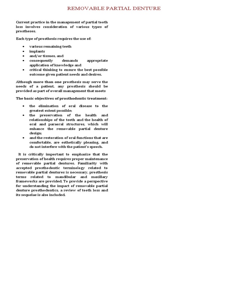 Managing Partial Tooth Loss with RPDs | PDF | Career & Growth