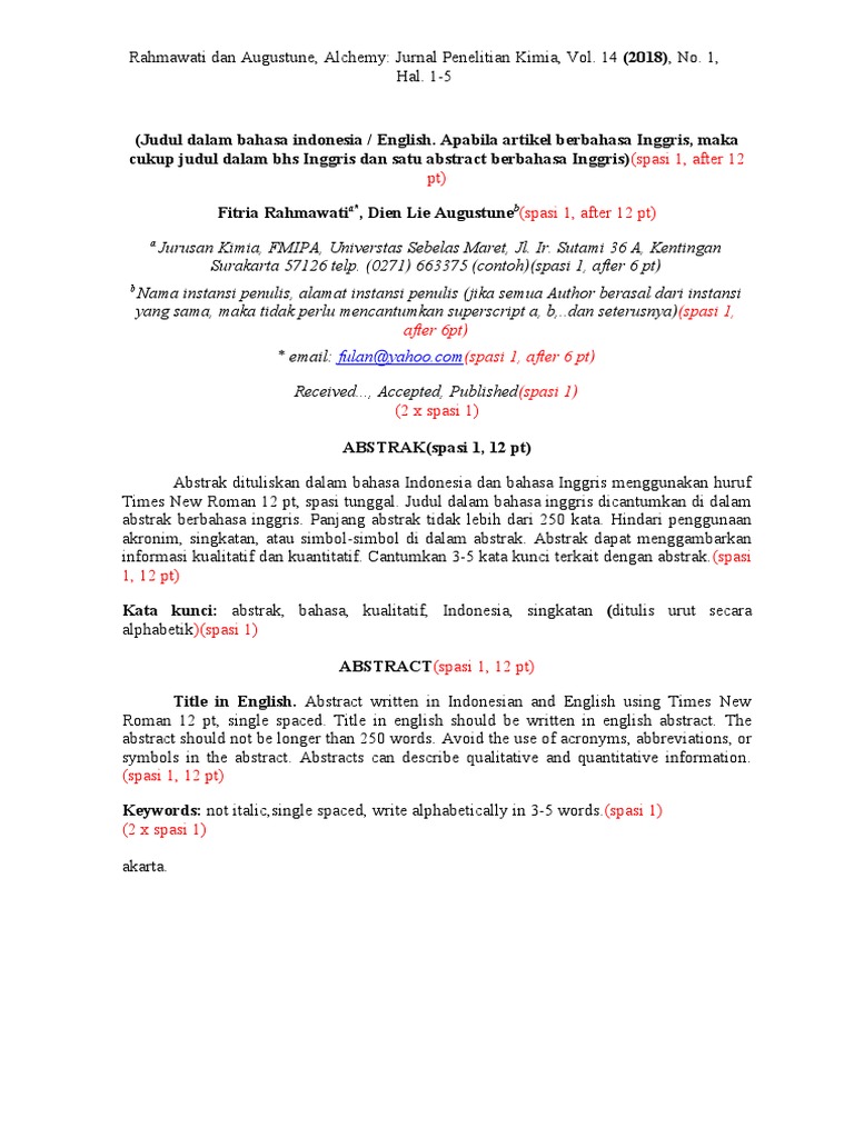 Format dan Contoh Penulisan Abstrak | PDF