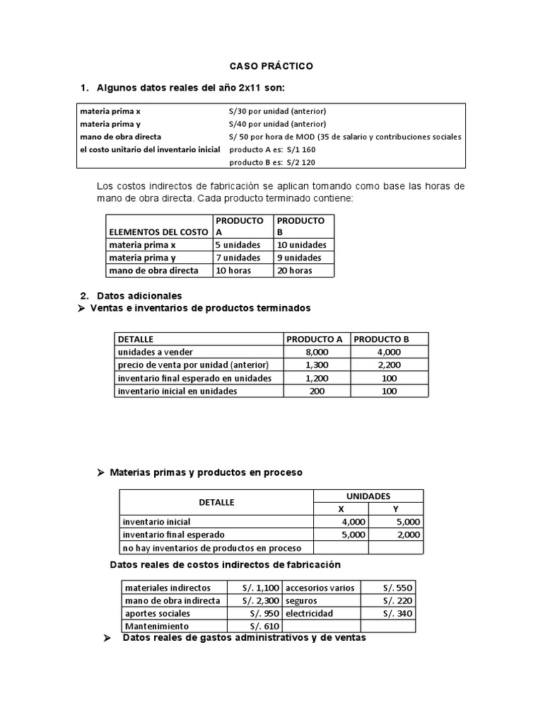 Costos y Presupuestos Caso Practico | PDF | Presupuesto | Economias