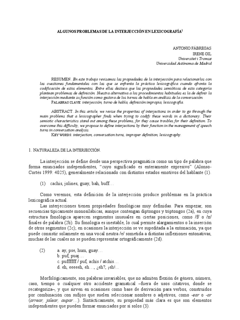 La Interjeccion | PDF