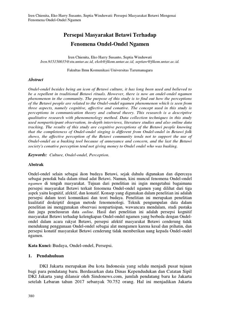 Persepsi Betawi Terhadap Ondel-Ondel Ngamen | PDF | Sains & Matematika