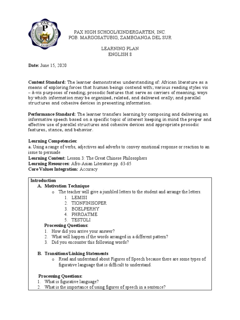 Eng 8 LP3 | PDF | Learning | Information