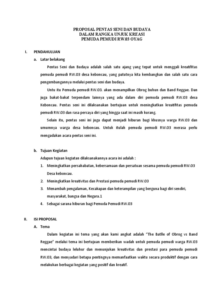 Proposal Pentas Seni | PDF