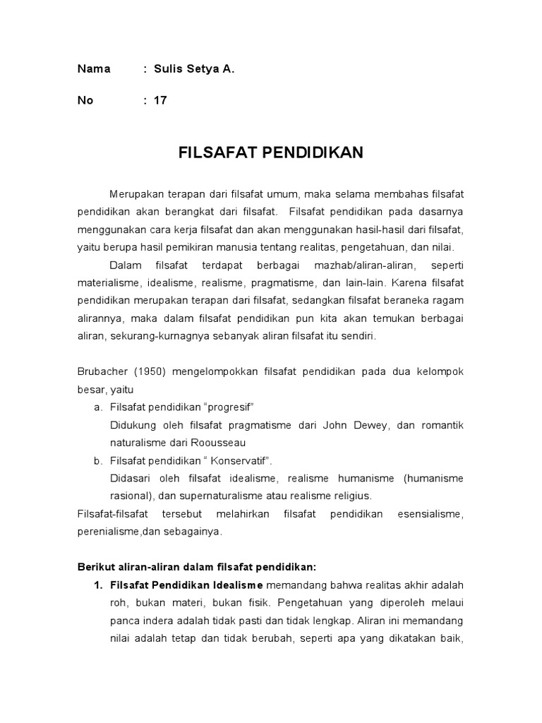 Filsafat Pendidikan 2 | PDF