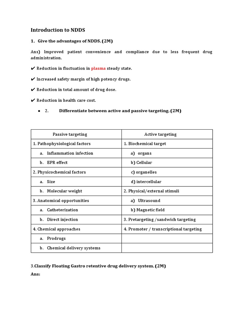 Introduction To NDDS | PDF | Osmosis | Buoyancy