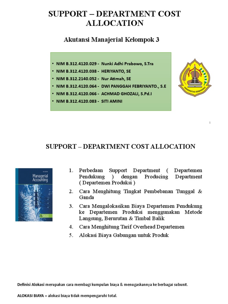Support-Department Cost Allocation - Kelompok 3 | PDF