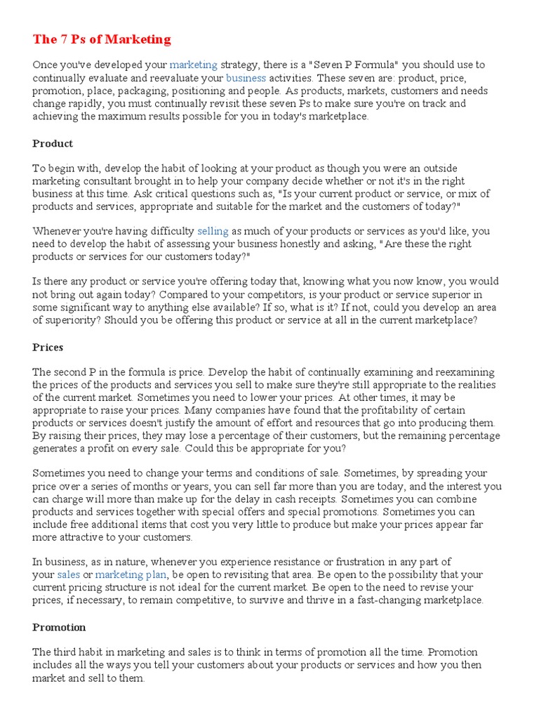 The 7 Ps of Marketing | PDF | Sales | Marketing