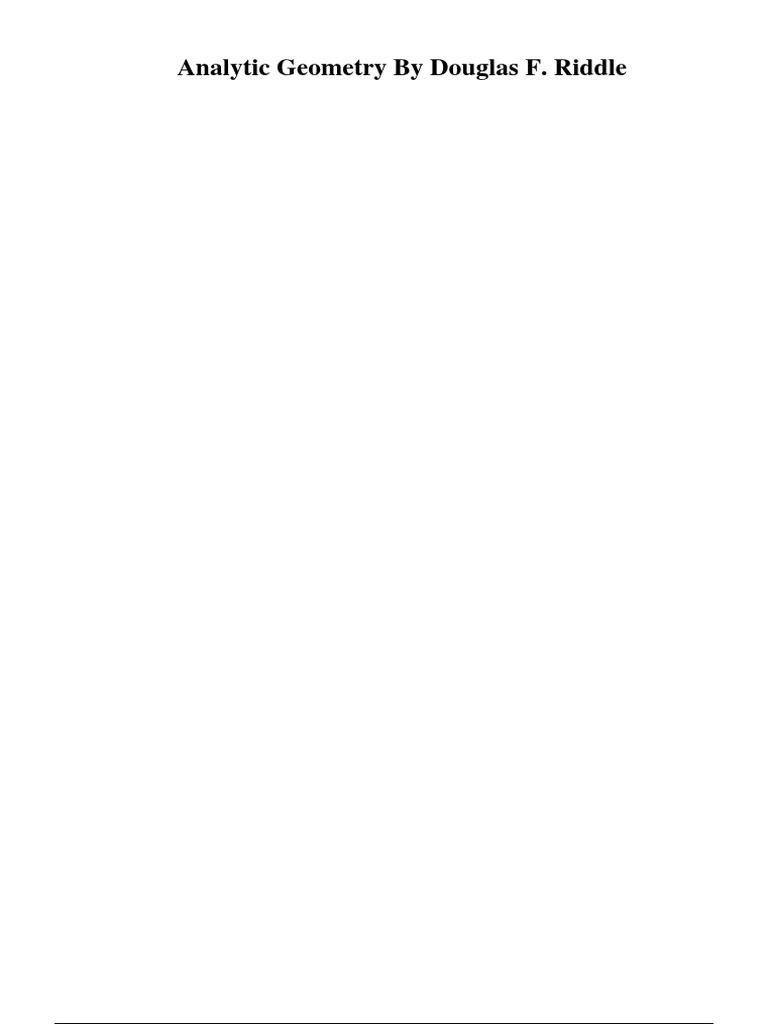 Analytic Geometry by Douglas F. Riddle | PDF | E Books | International ...