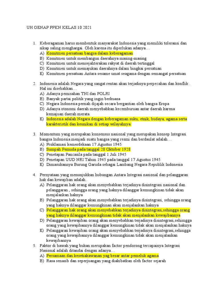 Jawaban UH PKN | PDF | Politik