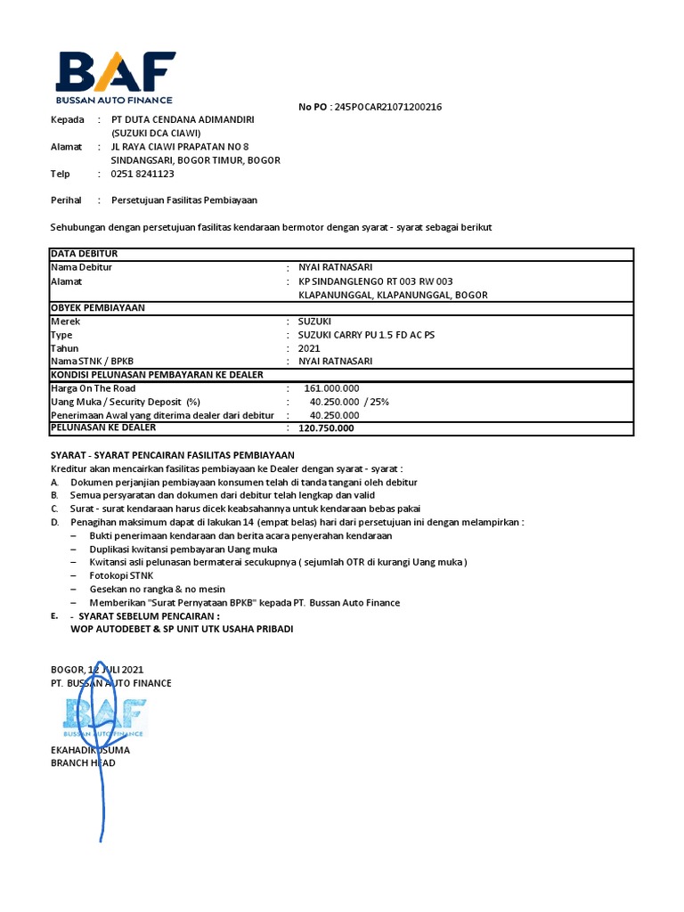 Contoh PO Leasing | PDF
