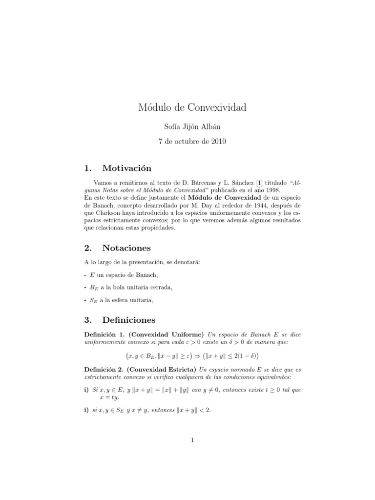 Texto Módulo de Convexidad | PDF | Espacio de Banach | Conjunto convexo