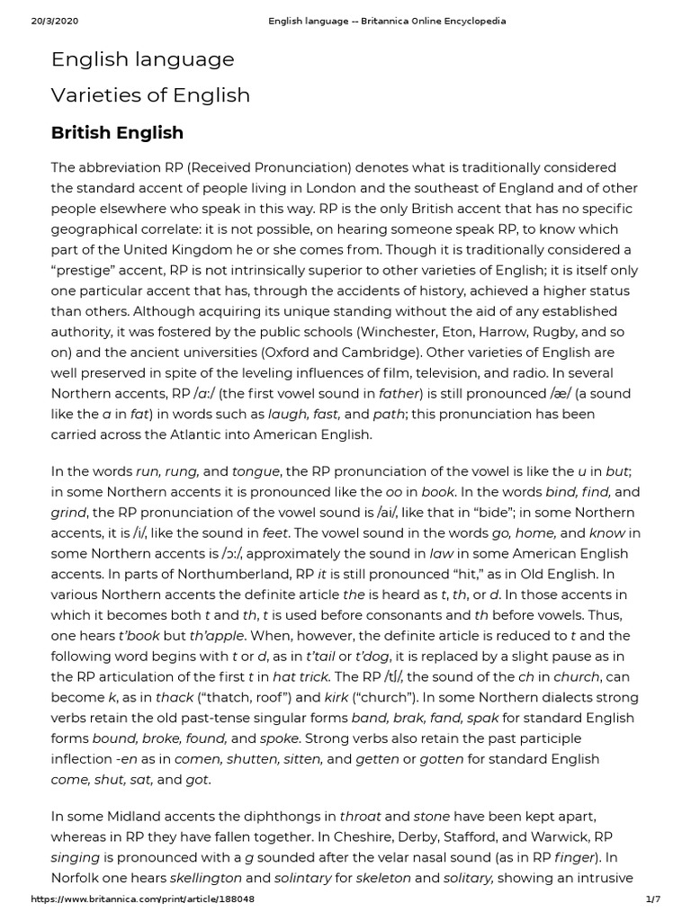 Varieties of the English Language: A Detailed Exploration of the ...