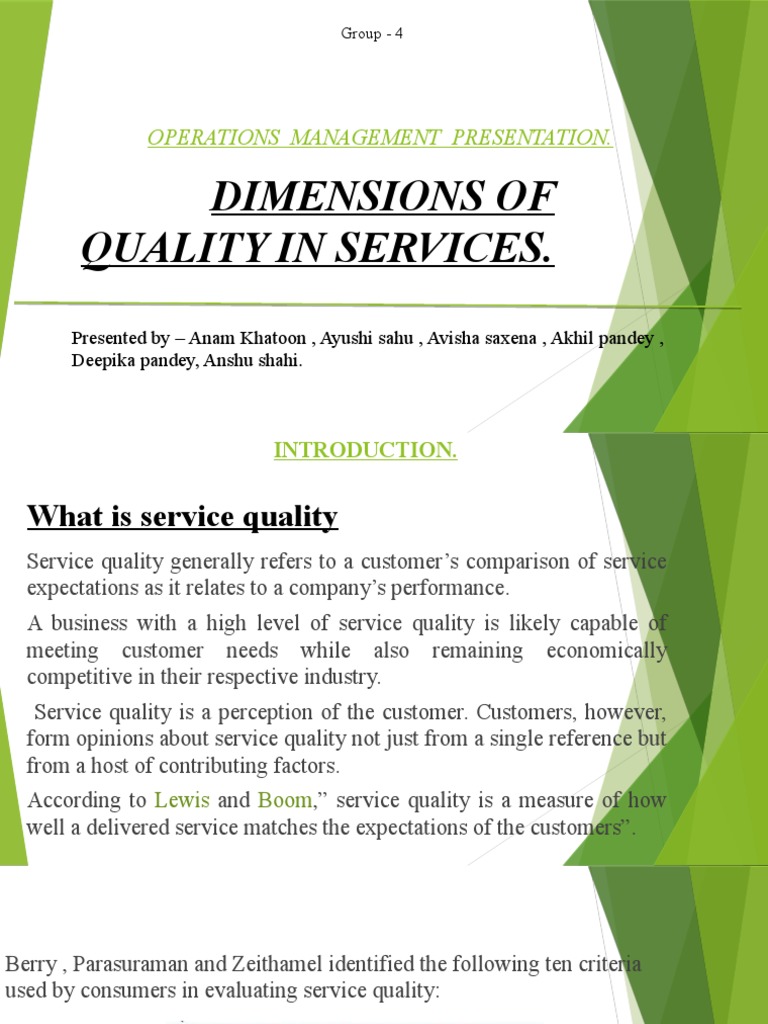 Dimensions of Quality in Services: An Analysis of the Five Key Factors ...