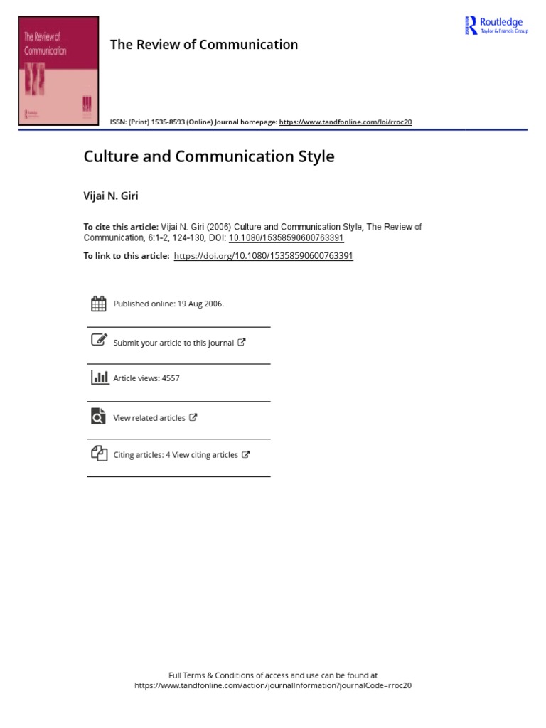 Culture's Impact on Communication Style | PDF | Nonverbal Communication ...