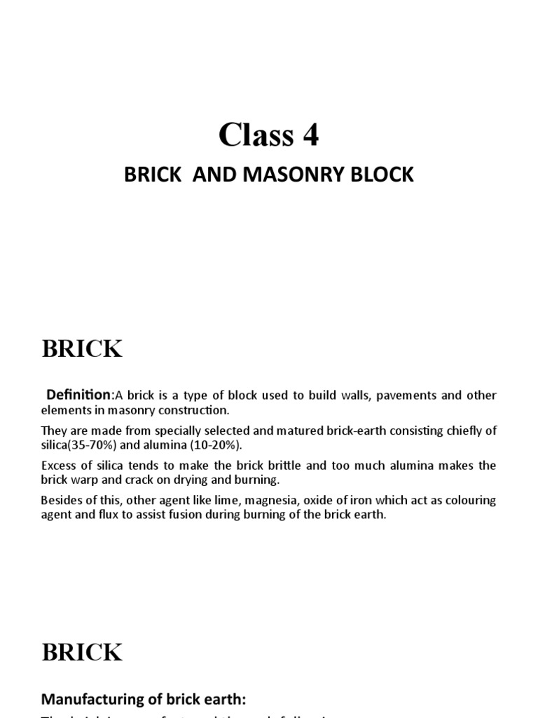 Class - 2 - Brick and Masonary Block | PDF | Brick | Masonry