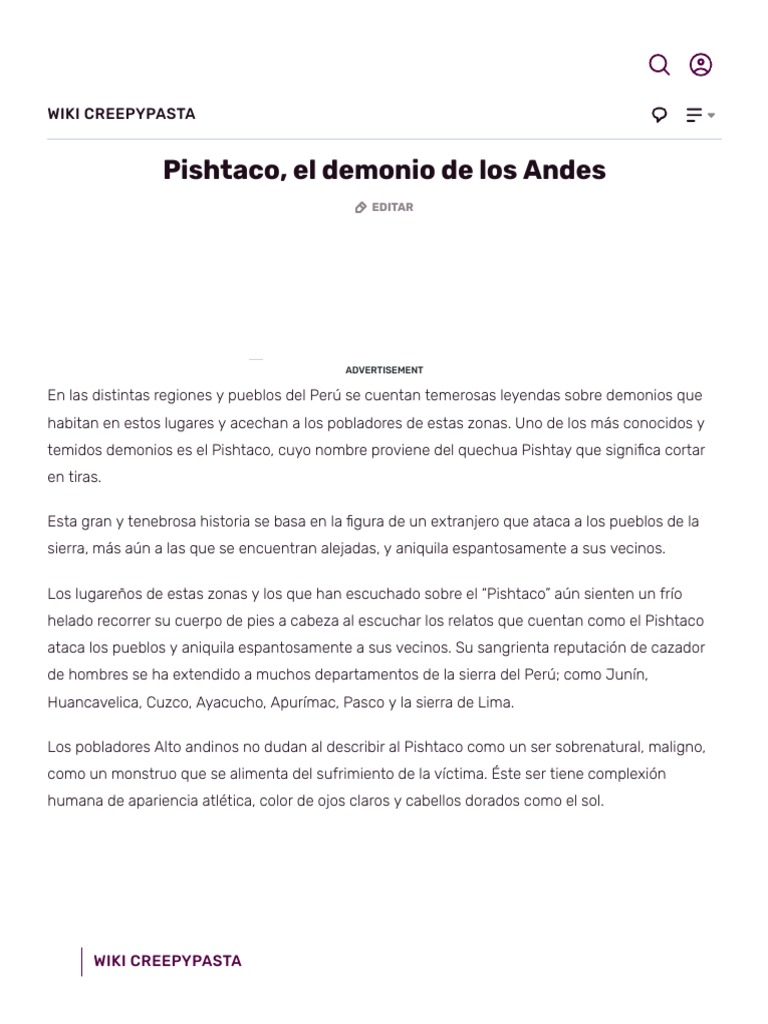 Pishtaco, El Demonio de Los Andes - Wiki Creepypasta - Fandom | PDF
