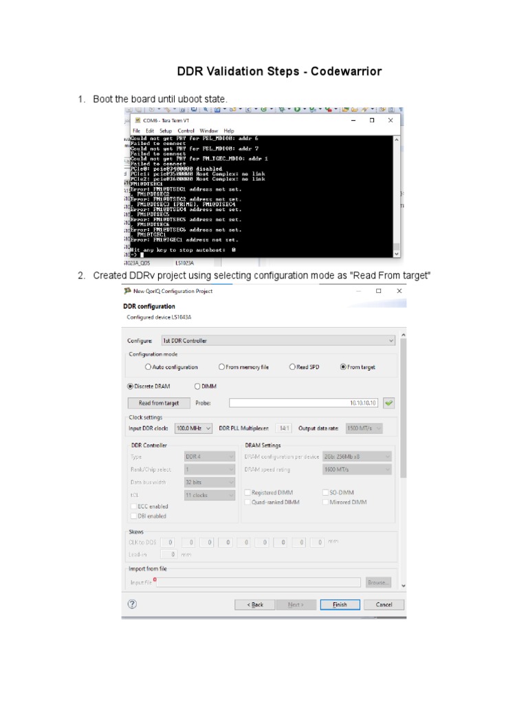 Ddr Validation Steps Codewarrior Pdf Pdf Computers