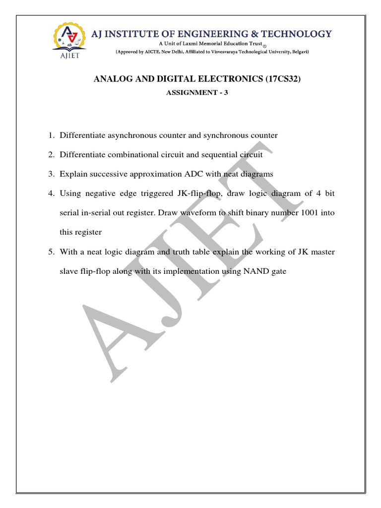 Electronics Assignment: Counters & ADC | PDF