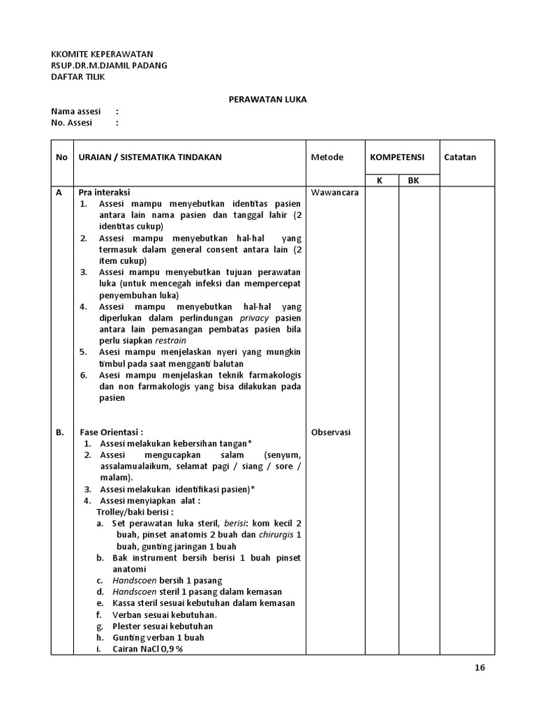 Daftar Tilik Perawatan Luka | PDF | Sains & Matematika