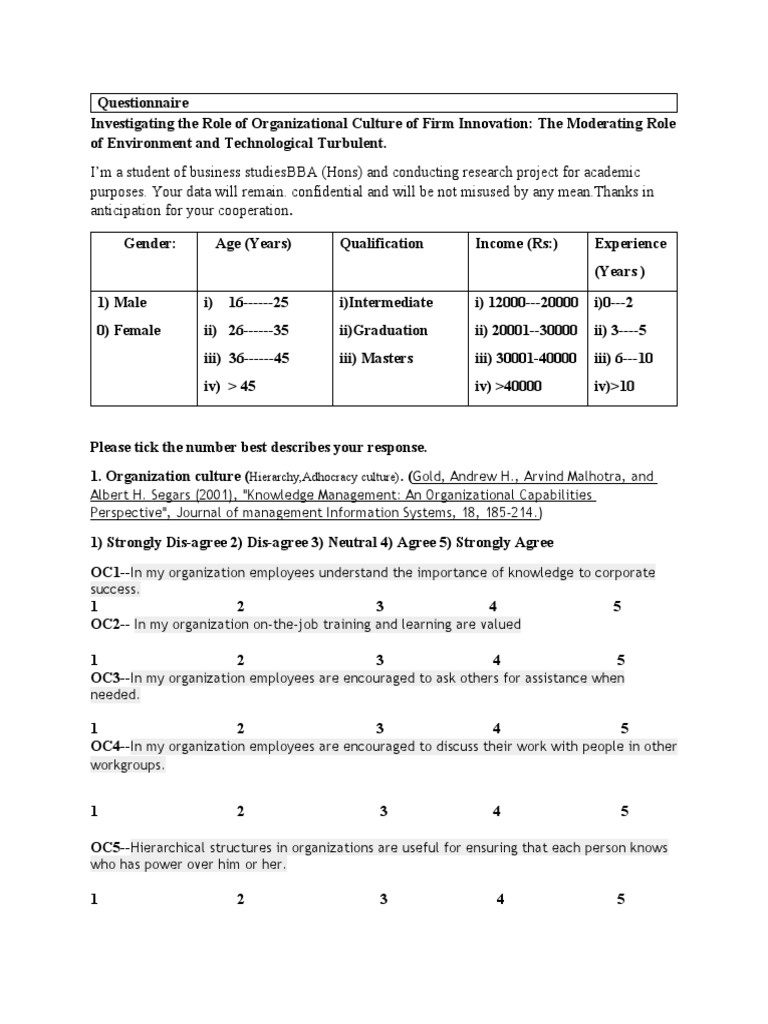Questionnaire | PDF | Cognition | Behavioural Sciences