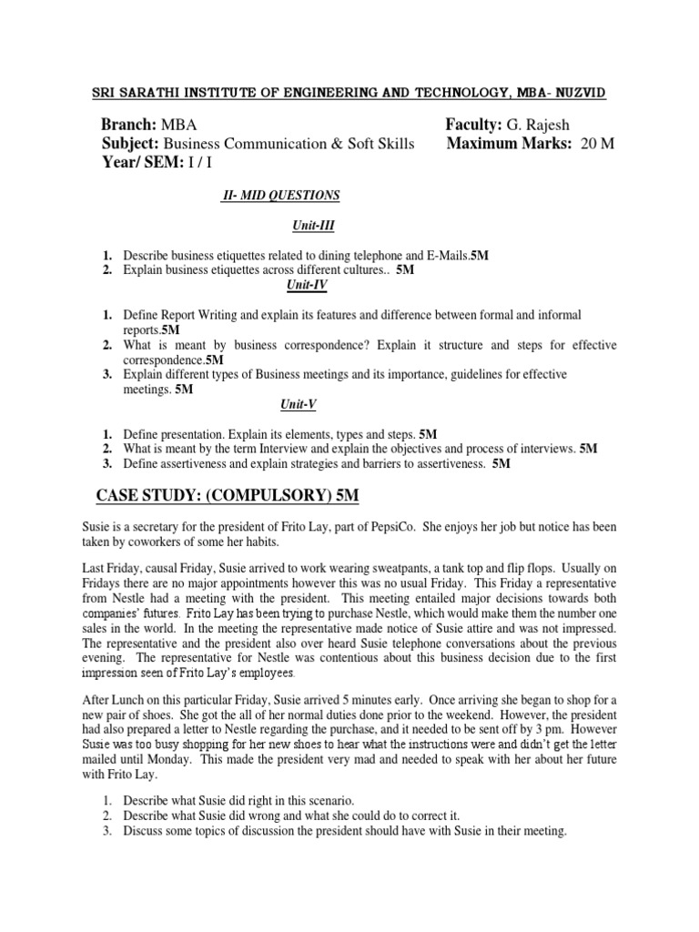 MBA Business Communication Exam | PDF | Cognition | Human Communication