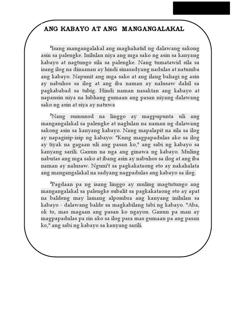 Ang Kabayo at Ang Pangangalakal | PDF