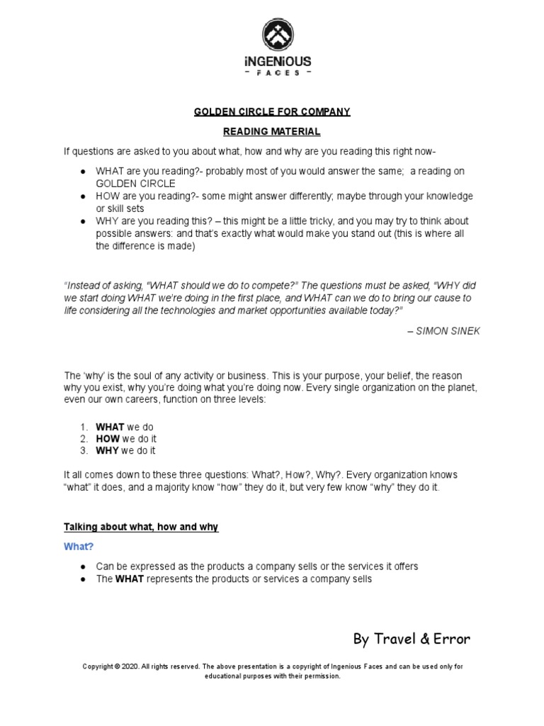 Golden Circle For Company - Reading Resource and Template | PDF ...