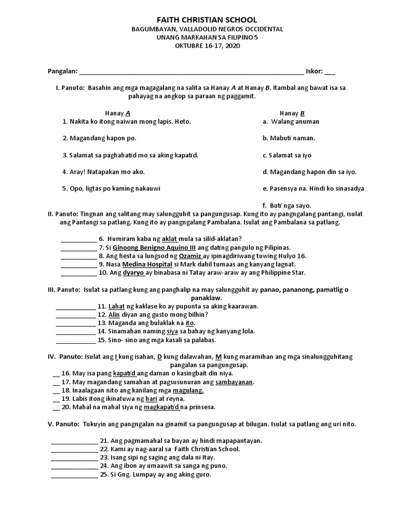 Fil 5 1ST Quarter | PDF