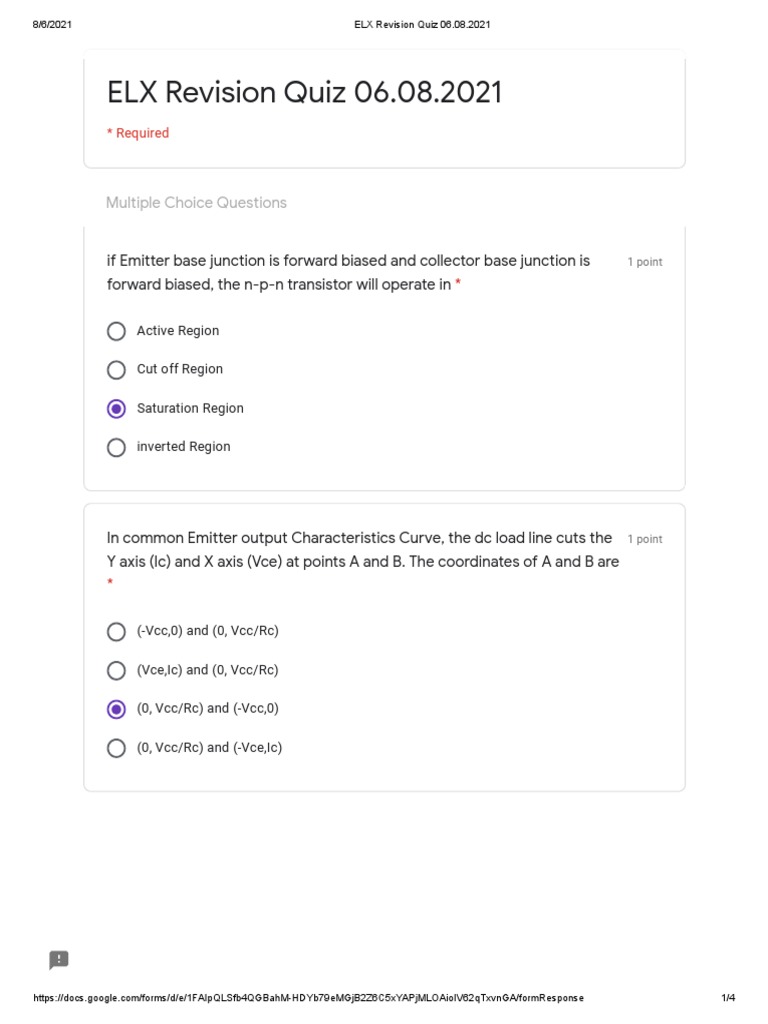 ELX Revision Quiz 06.08.2021: Multiple Choice Questions | PDF | Bipolar ...