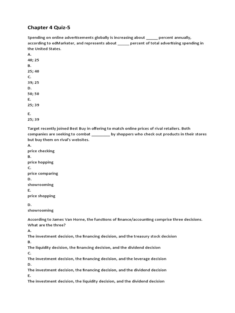 Chapter 4 Quiz-5 | PDF