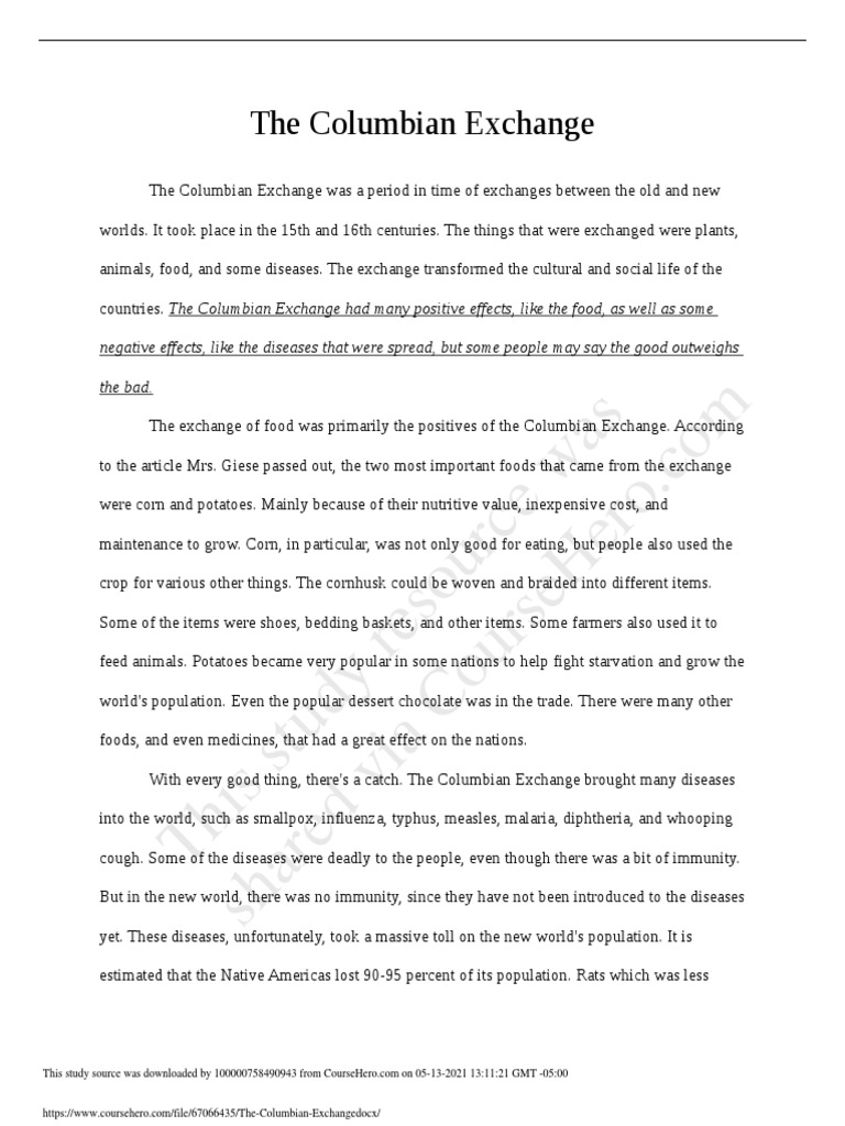 This Study Resource Was: The Columbian Exchange | PDF | Foods | Food ...