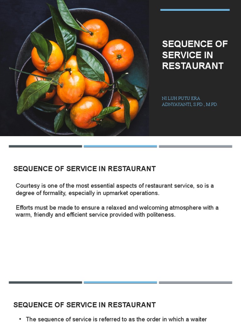 Sequence of Service in Restaurant | PDF | Tableware | Restaurants