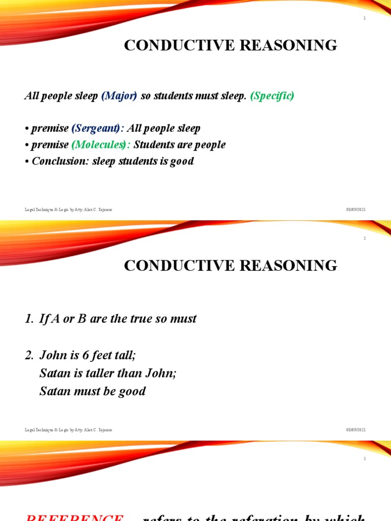 Conductive Reasoning: (Major) (Sergeant) | PDF | Argument | Logic