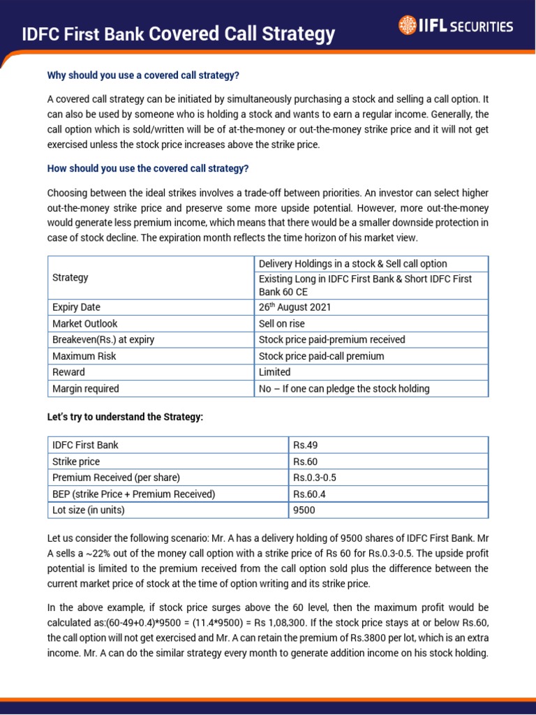 IDFC FIRST Covered Call Option Strategy 09079021 | PDF | Option ...