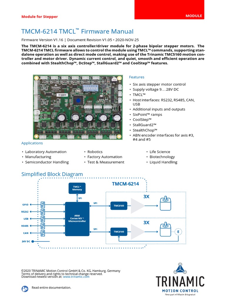 Tmcm 6214 Tmcl Firmware Manual Simplified Block Diagram Pdf Electric Motor Acceleration