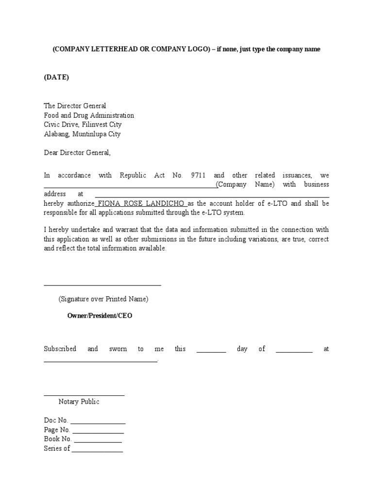 FDA Letter of Authorization Template | PDF