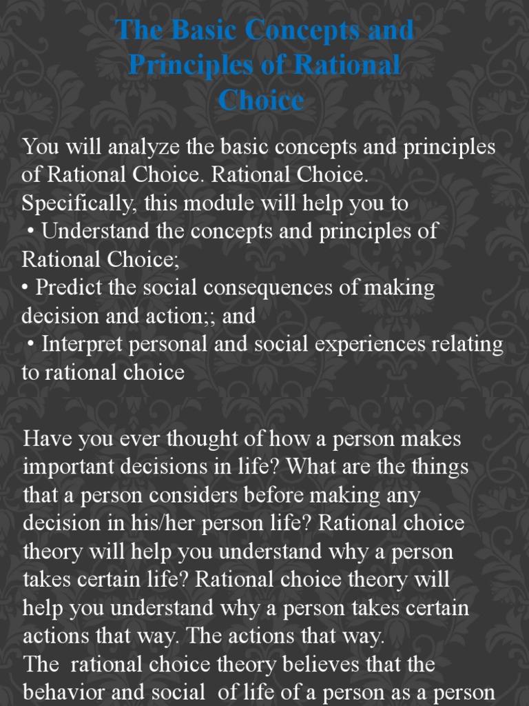 Basic Principles and Concepts of Rational Choice | PDF | Rationality ...
