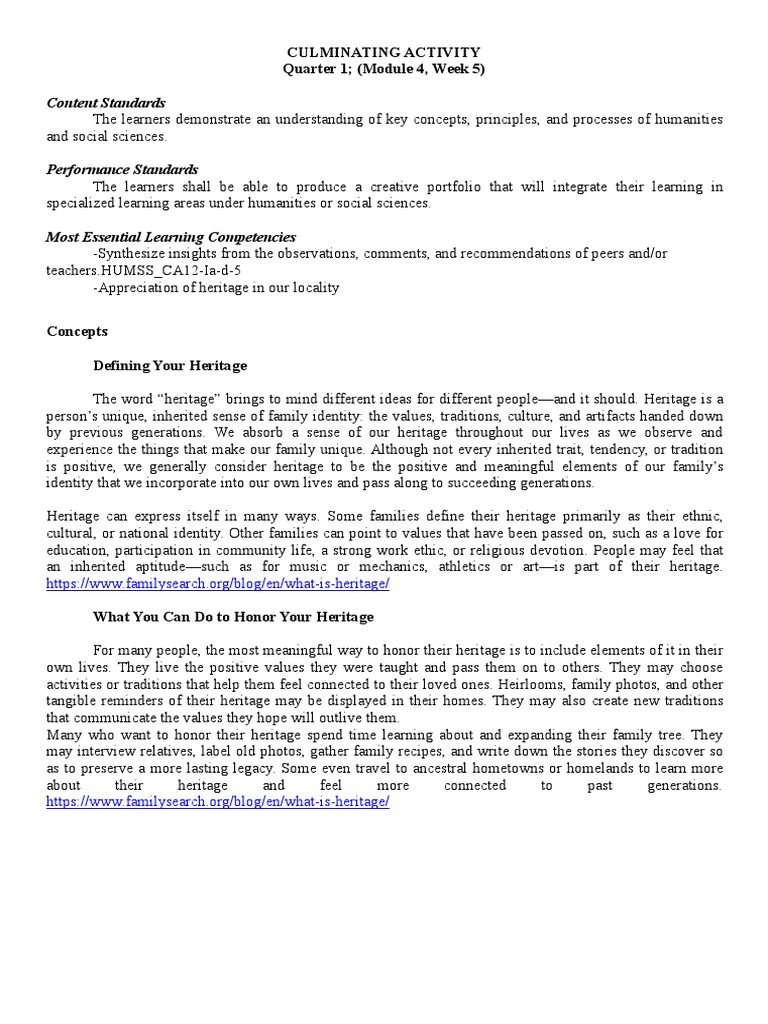 Culminating Activity Week 5 | PDF | Cognition