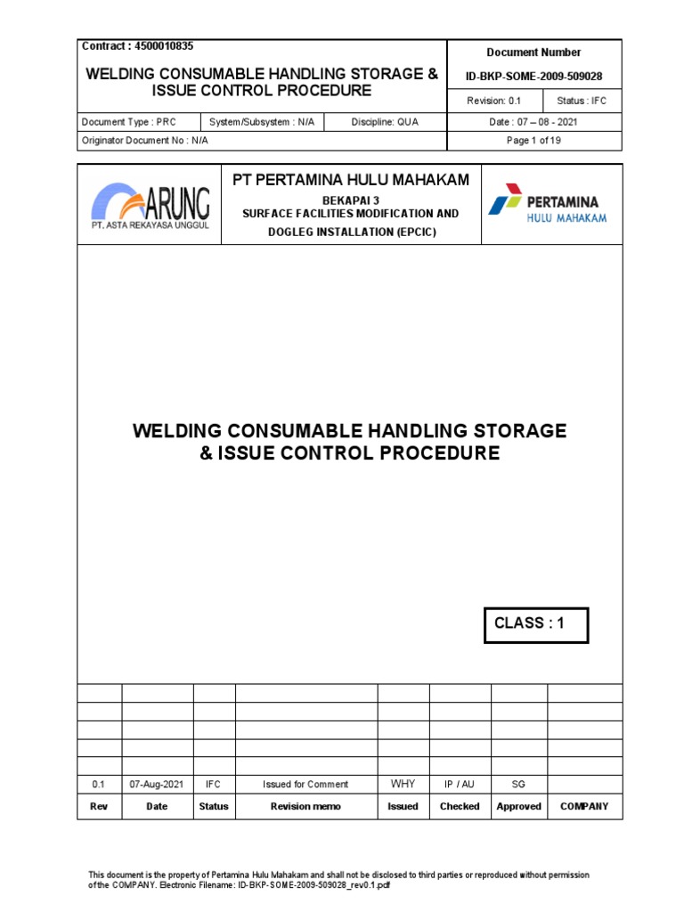 Welding Consumable Handling Storage & Issue Control Procedure | PDF ...