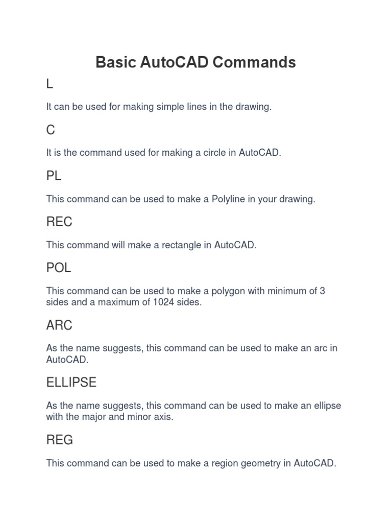 Basic Autocad Commands | PDF