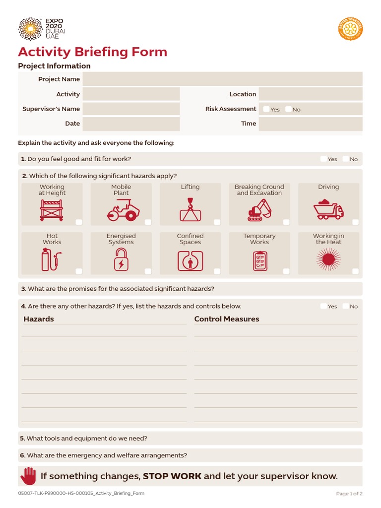 P99-HS-200223-Activity Briefing Form-Rev 2 | PDF