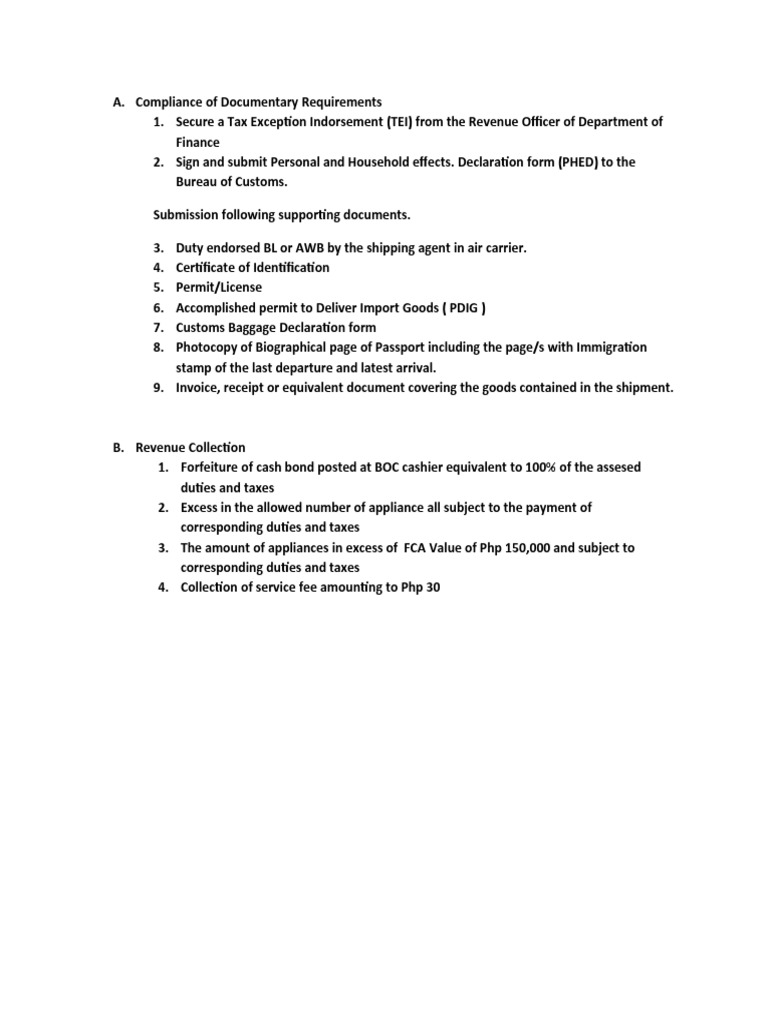 Compliance of Documentary Requirements | PDF